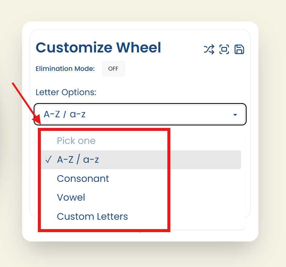Letter Picker Wheel - Generate Random Letters from A to Z by Spinning